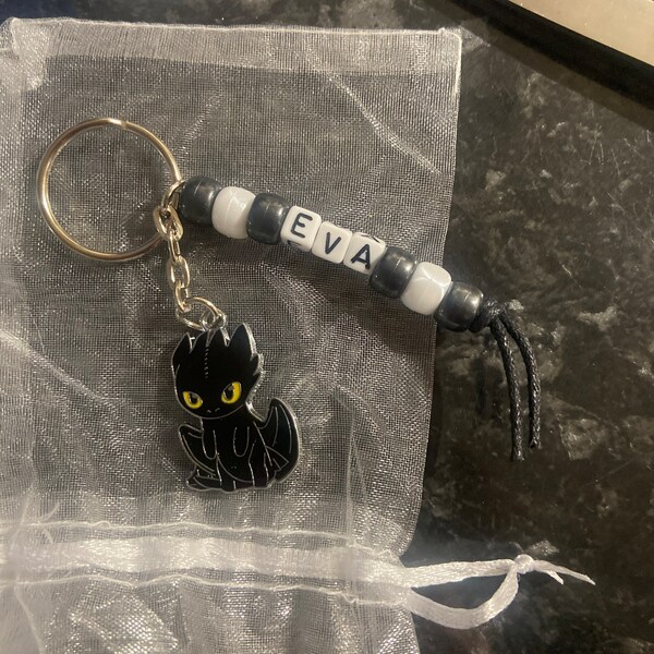 Personalised Name Key Chain Toothless Dragon Charm Keyring Chain Enamel ...