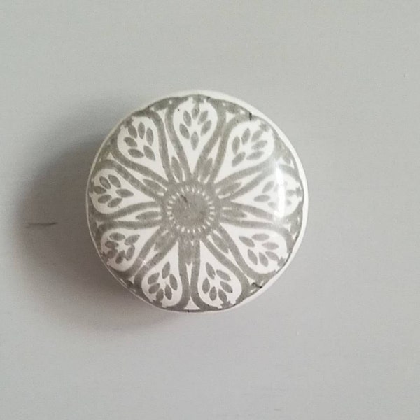 Grey & White Ceramic Knobs Ceramic Door Knobs Kitchen Cabinet Drawer Pulls Cupboard Knobs ...