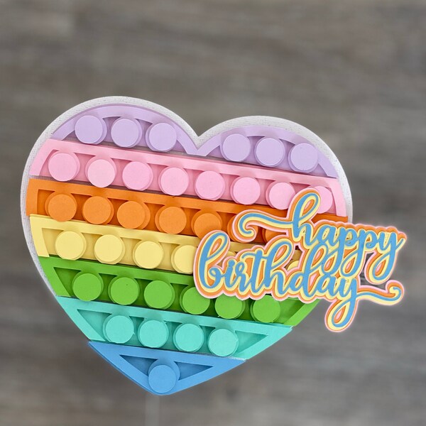 Heart Pop Fidget Cake Topper SVG - Pop Fidget Topper SVG - Heart Pop ...