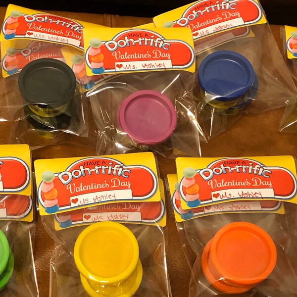 Playdough Valentine Stickers and Bags, Play-doh Valentines Treat Bags ...