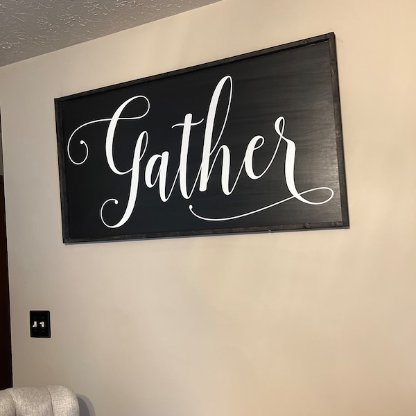 Large Gather Sign | Framed Gather Sign | Wood Sign | Farmhouse Gather ...