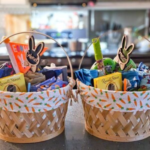 Personalized Bunny Easter Basket Tag Custom Easter Place Card Name ...