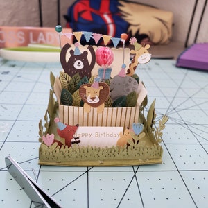 Woodland Animal Birthday Card, Mini House Kit, Ship From USA, 3D ...