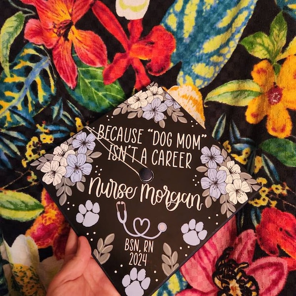 Custom "paw Print Perfection" Graduation Cap Topper, Nursing Graduation ...