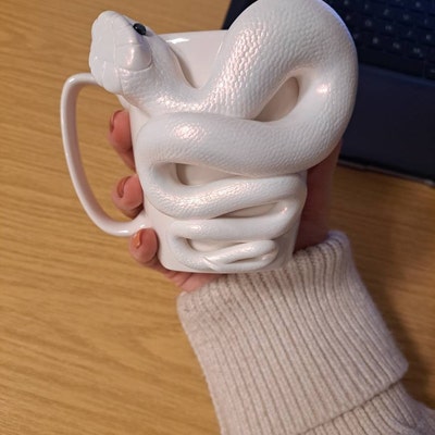 Whte Snake Mugpolymer Clay Mugpersonalized Muggift Mug - Etsy