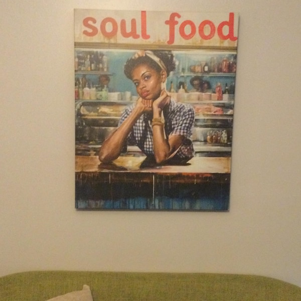 African American Kitchen & Dining Room Wall Art, Large Black Chef ...