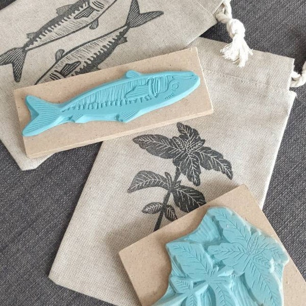 Rubber Stamp Fish | Hand Carved Stamp | Mounted or Unmounted | Stamping ...