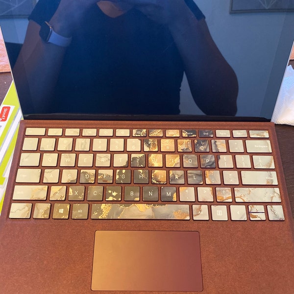 Surface Book 3 Keyboard Stickers Individual Keys Decal Gold Marble ...
