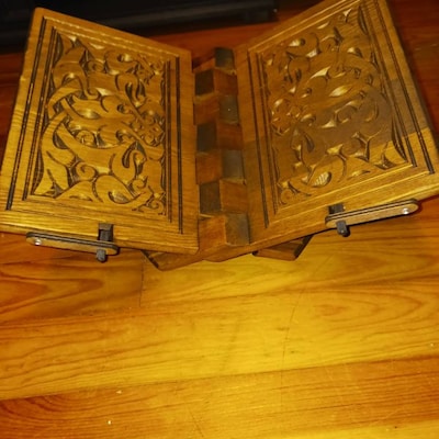 Decorative Book Stand, Carved Cookbook Stand, Handmade Bible Holder ...