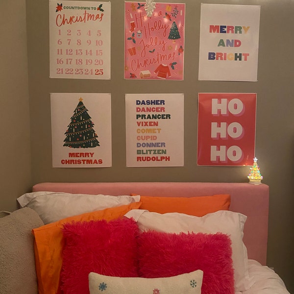 Set of 6 Christmas Gallery Wall | Digital Art Download | Colorful ...