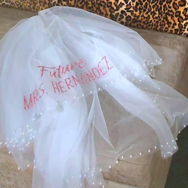 Bridal Shower Veil | Custom Bachelorette Veil | Personalized Bridal ...