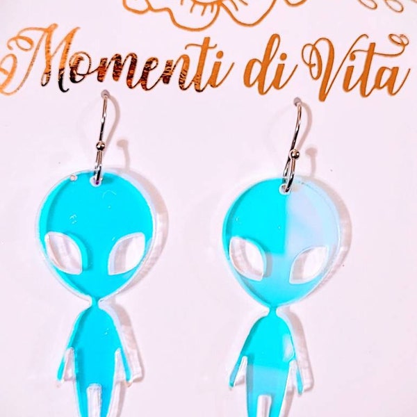 Holographic Alien Earrings: Sci-fi Jewelry, Halloween Earrings - Etsy