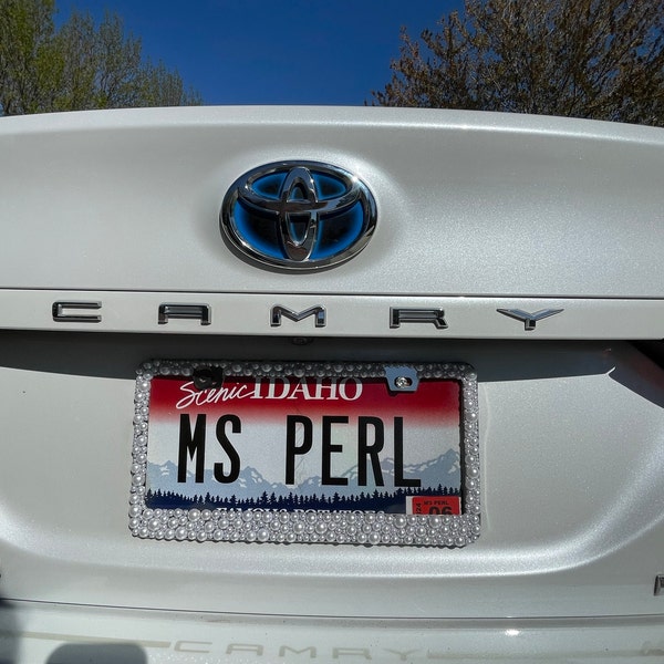 3D Pearl License Plate Frame Hand Made in America Holder Anti Theft ...