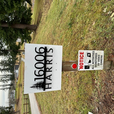 Custom Metal Home House Address Sign With Tree for Rock or Wall - Etsy