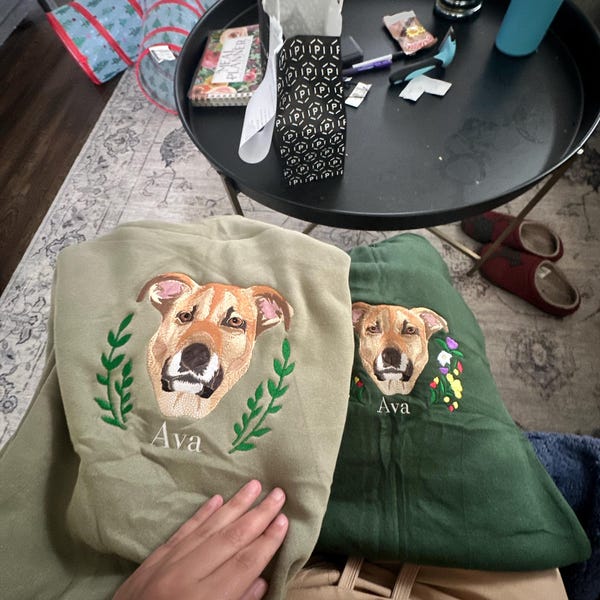 Custom Dog Face Embroidered Sweatshirt, Personalized Cat Photo Hoodie ...