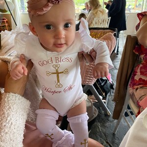 Baby Girl Baptism Outfit in Rose Gold & Gold Baby Dedication Outfit ...