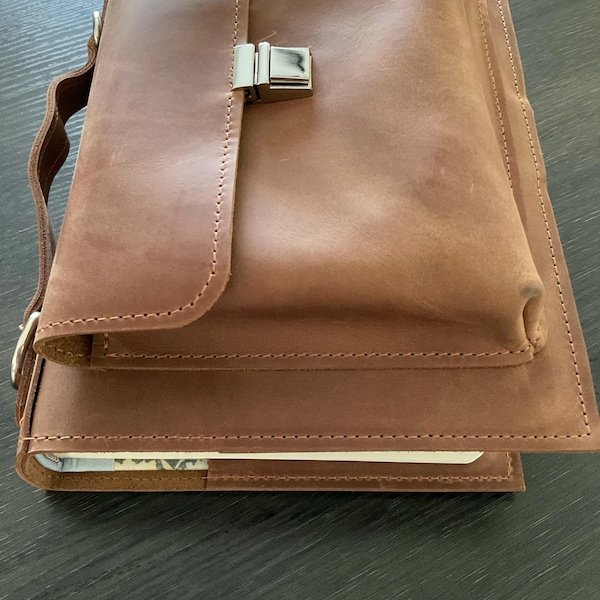 Shoulder Book Bag, Genuine Leather Book Cover With Handle, Leather Book ...