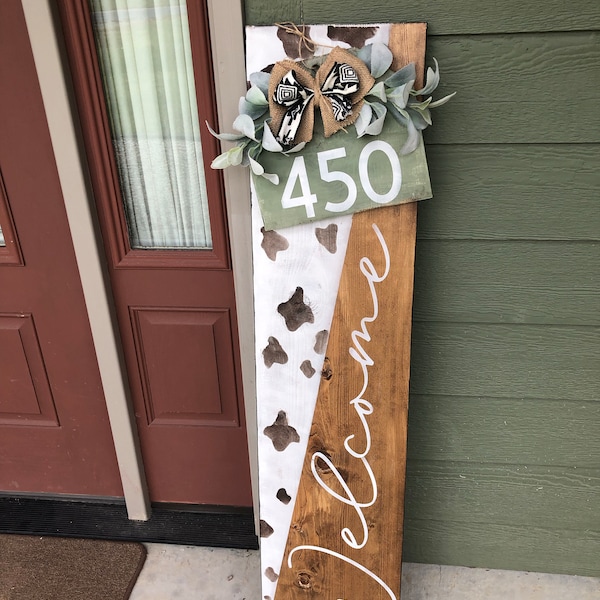 Rustic Cow Print Welcome Sign / Two Signs Attached / Cow Print Sign ...