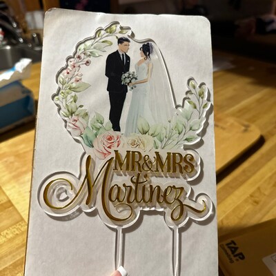 Colorfull Wedding Cake Topper With Personalized Bride and Groom ...