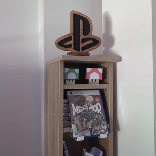 Wooden Playstation Stand With Cutout Effect Ps Logo Sign Ps5 Ps4 Gaming ...