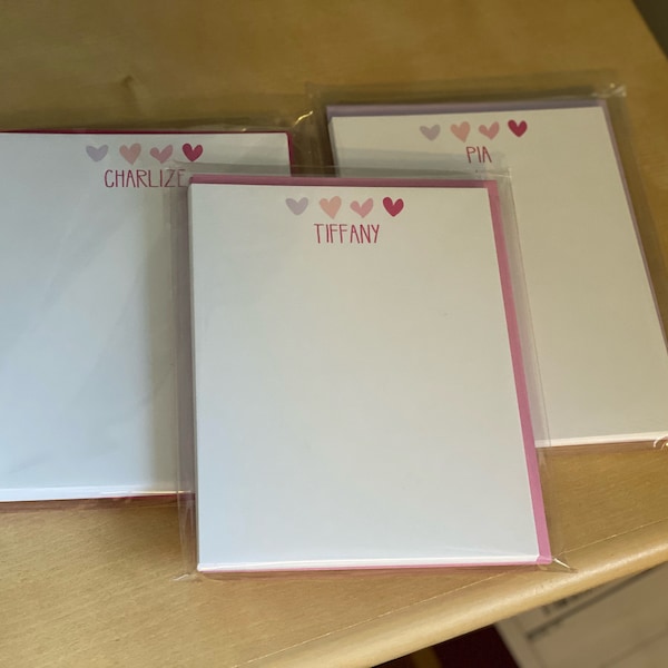 Girls Stationery Set // Personalized Stationery Set // Hearts ...