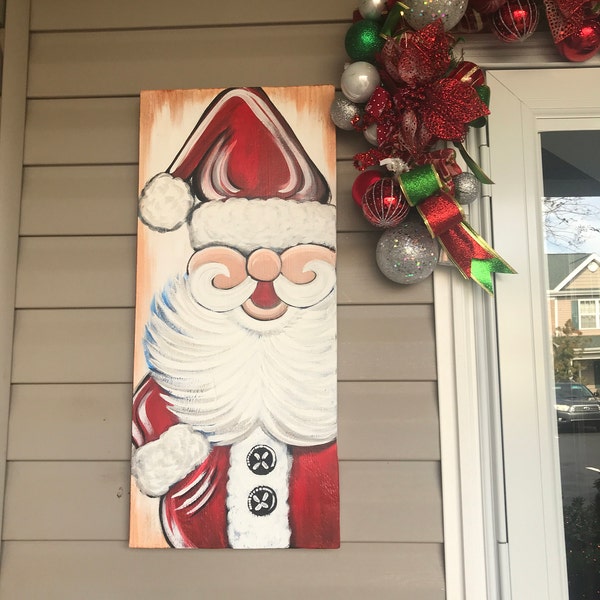 Winter Welcome Santa Sign, Santa Sign, Vertical Front Door Sign ...