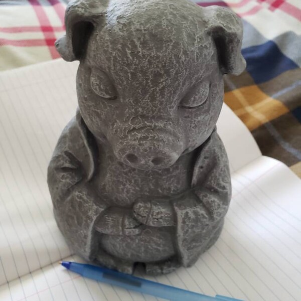 Pig Statue, Meditating Buddha Pigs, Zen Animals, Pig Figures, Concrete ...