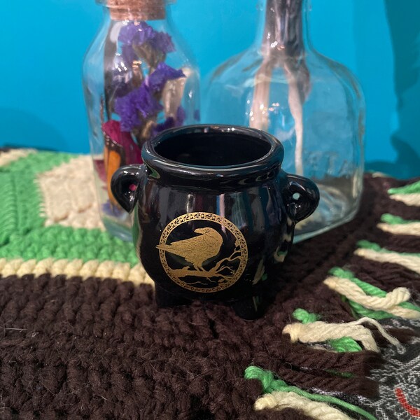 Mini Cauldron Burner Black Ceramic Cauldron Altar Burner Incense Holder ...