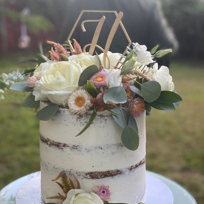 Personalized Elegant Hexagon Shape Cake Topper Monogram Initial Letter ...