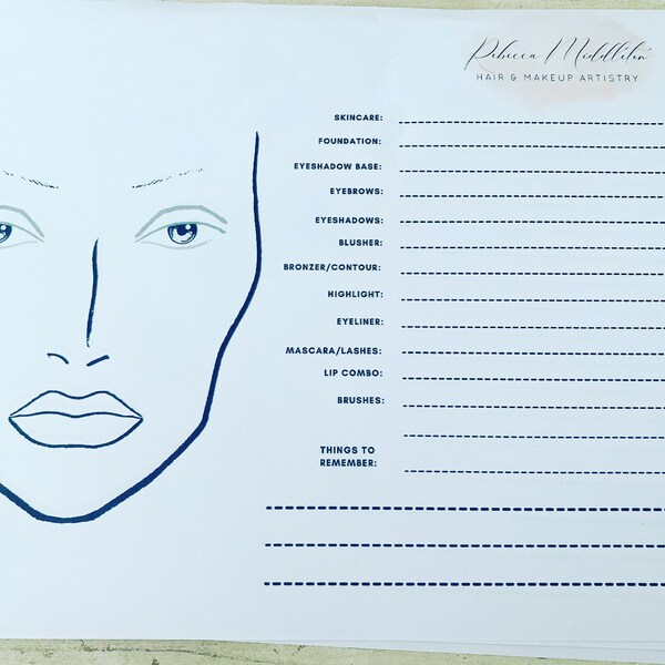Printable Client Face Chart for Makeup Artists - Etsy