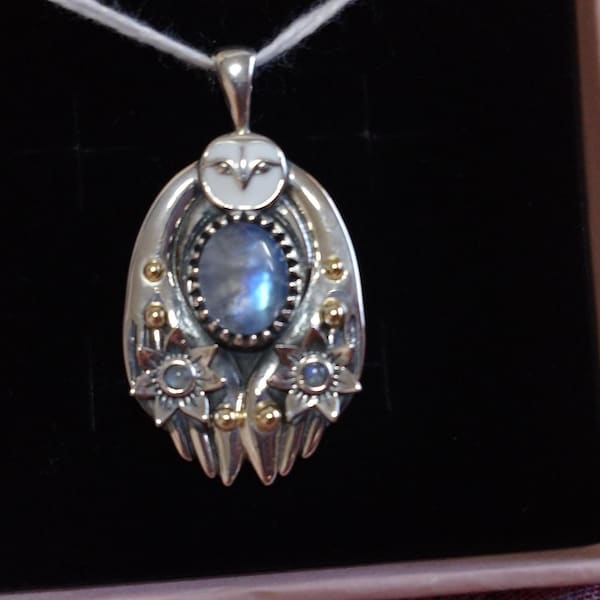 925 Sterling Silver Owl Pendant - Natural Moonstone Jewelry - Gift for ...