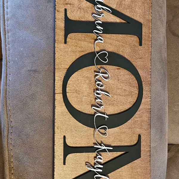 Personalized MOM Sign | Custom Family Name Wood Sign | Mother’s Day ...