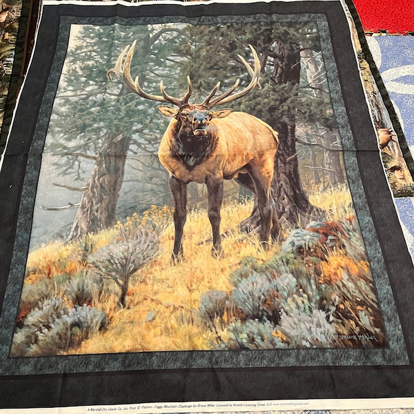 FOGGY MOUNTAIN Fabric Quilt Panel 36" X 45", Buck, Deer, Hunting (see ...