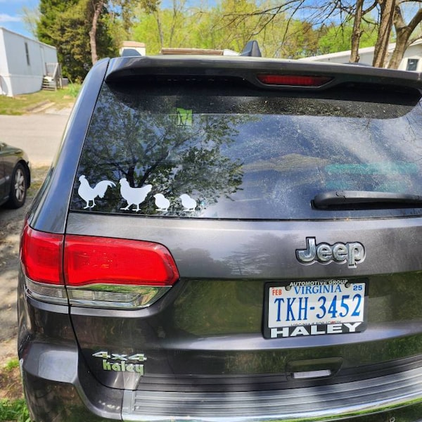 Chicken Family Car Window Vinyl Decals, Farm Family Stickers, Rooster ...