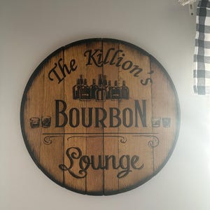 Reclaimed Oak Bourbon Barrel HEAD Sign Recycled Whiskey Barrel Lid ...