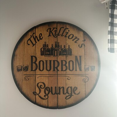Reclaimed Oak Bourbon Barrel HEAD Sign Recycled Whiskey Barrel Lid ...