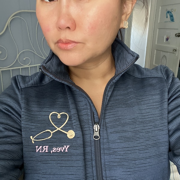 Personalized Ladies Nurse/doctor Embroidered Full Zip Jacket, LPN, CNA ...