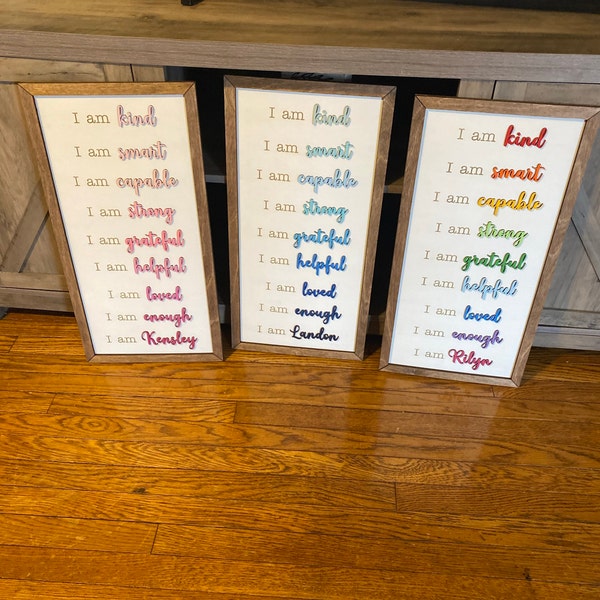 Personalized Affirmation Sign, Kids Daily Affirmation, Affirmation Wall ...