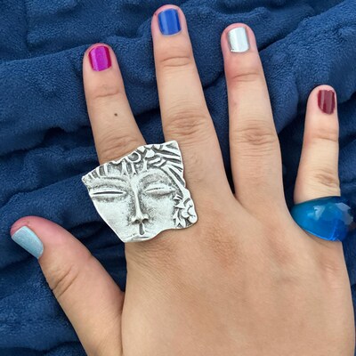 Boho Hippie Adjustable Rings. Gothic Unisex Rings. Silver Chunky Ring ...