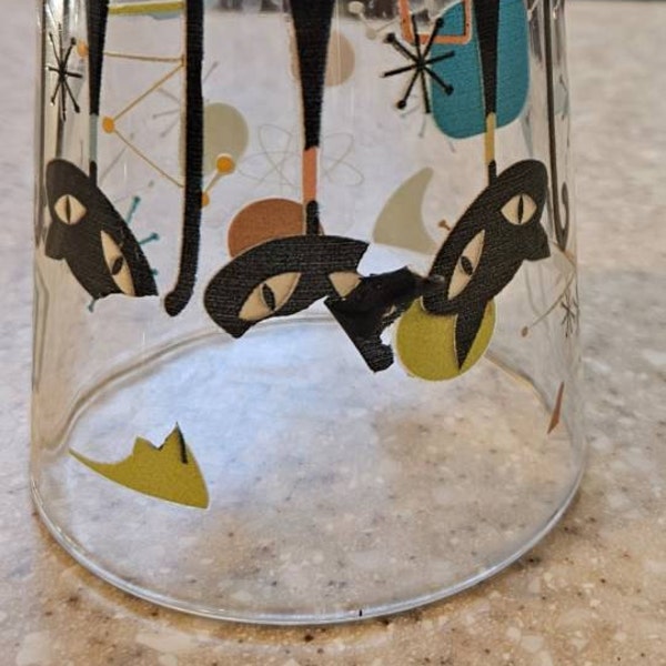 Atomic Kitschy Black Cat Pint Glass, 16oz Mid Century Modern Retro Beer ...