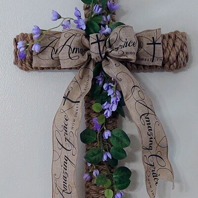 Amazing Grace Ribbon, Religious Ribbon, Tan Ribbon, Burlap Ribbon ...