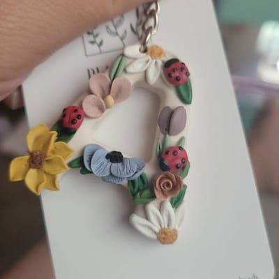 Polymer Clay Letter Keychain Initial Keychain - Etsy
