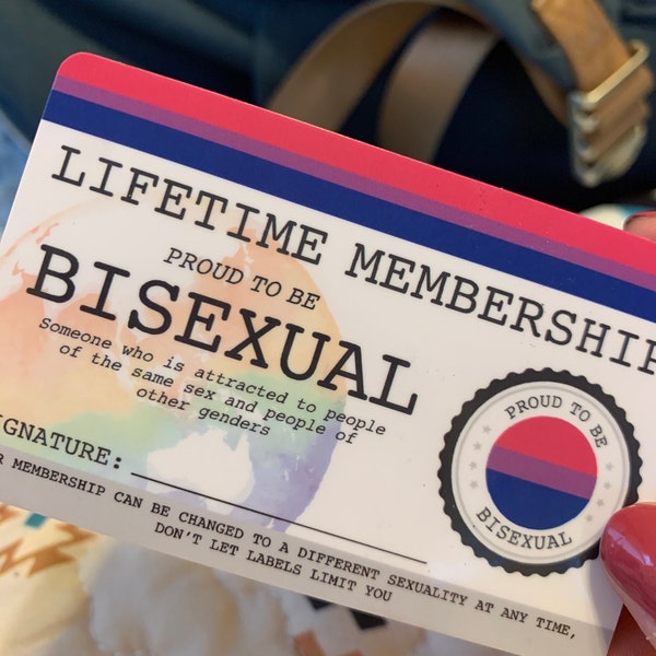 BISEXUAL Gay Pride Identity Card - Lifetime Membership Card - LGBT ...