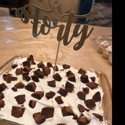 Forty Cake Topper 40th Birthday Cake Topper Glitter Cursive - Etsy