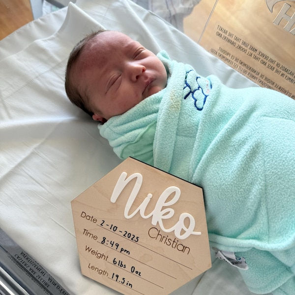Gender Reveal Hospital Announcement Sign, Hello World Plaque, Gender ...
