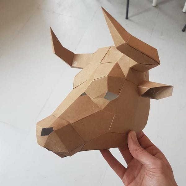 Bull Mask Papercraft Template for Halloween and Themed Parties, Instant ...