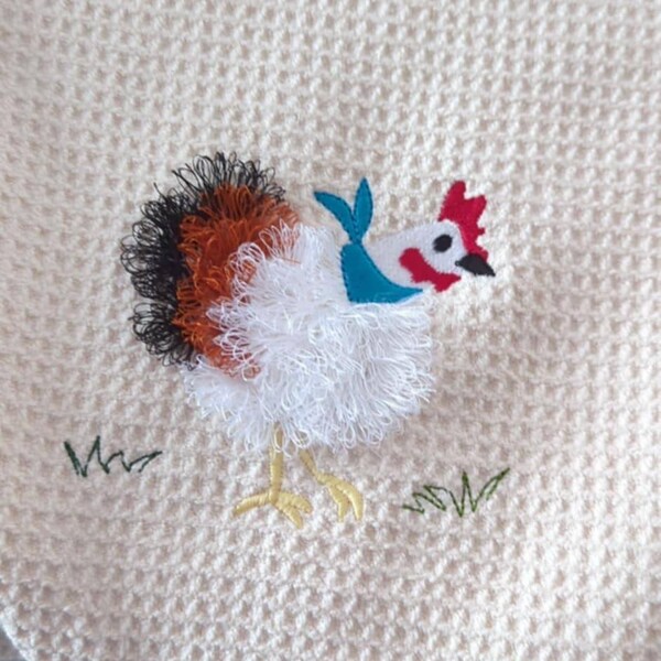 Fuzzy Chicken With Bandanna Farm Bird Fluffy Chicken Fringed Machine ...