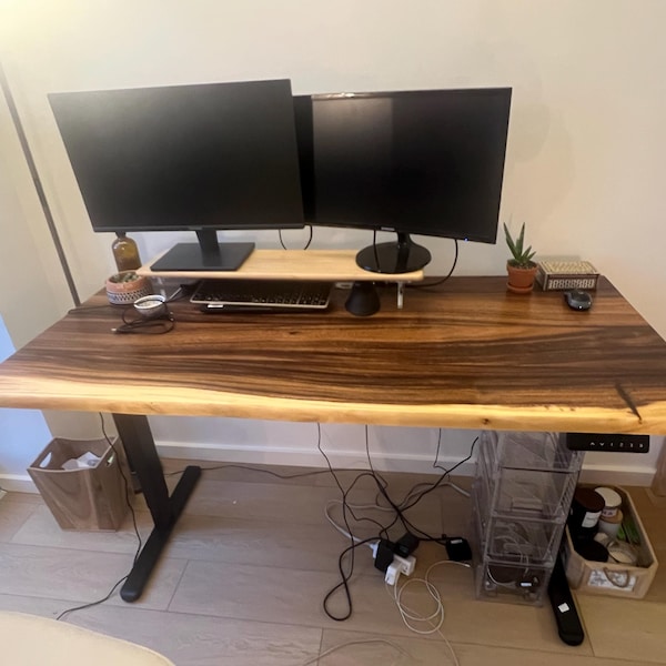 Standing Desk - Walnut Live Edge Desk With Drawer Option | Adjustable ...
