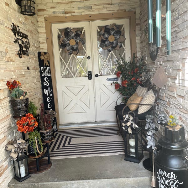 Welcome Sign for Front Porch, Home Sweet Home Sign, Dog Paw Print Porch ...