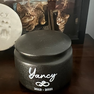 Custom Pet Paw Urn Cat With Name and Date,modern Pet Ashes Cremation ...